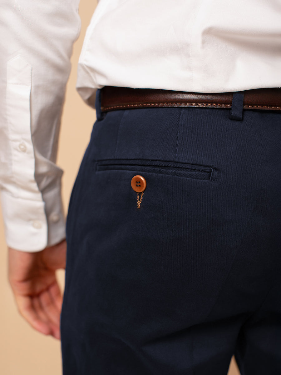 William David Cotton Stretch Chino - Navy | Coes