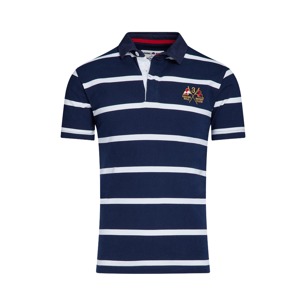 Raging Bull Fine Stripe Short Sleeved Rugby Shirt | Coes