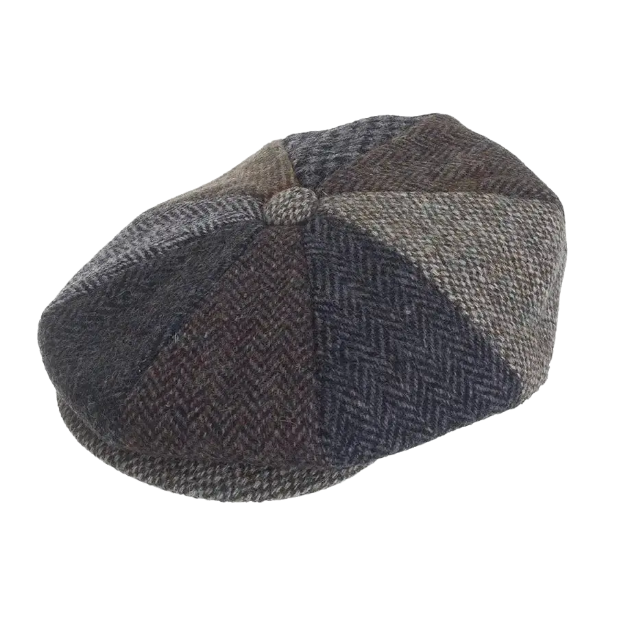 Failsworth Lewis Button Centre Flat Cap In Multi Harris Tweed | Coes