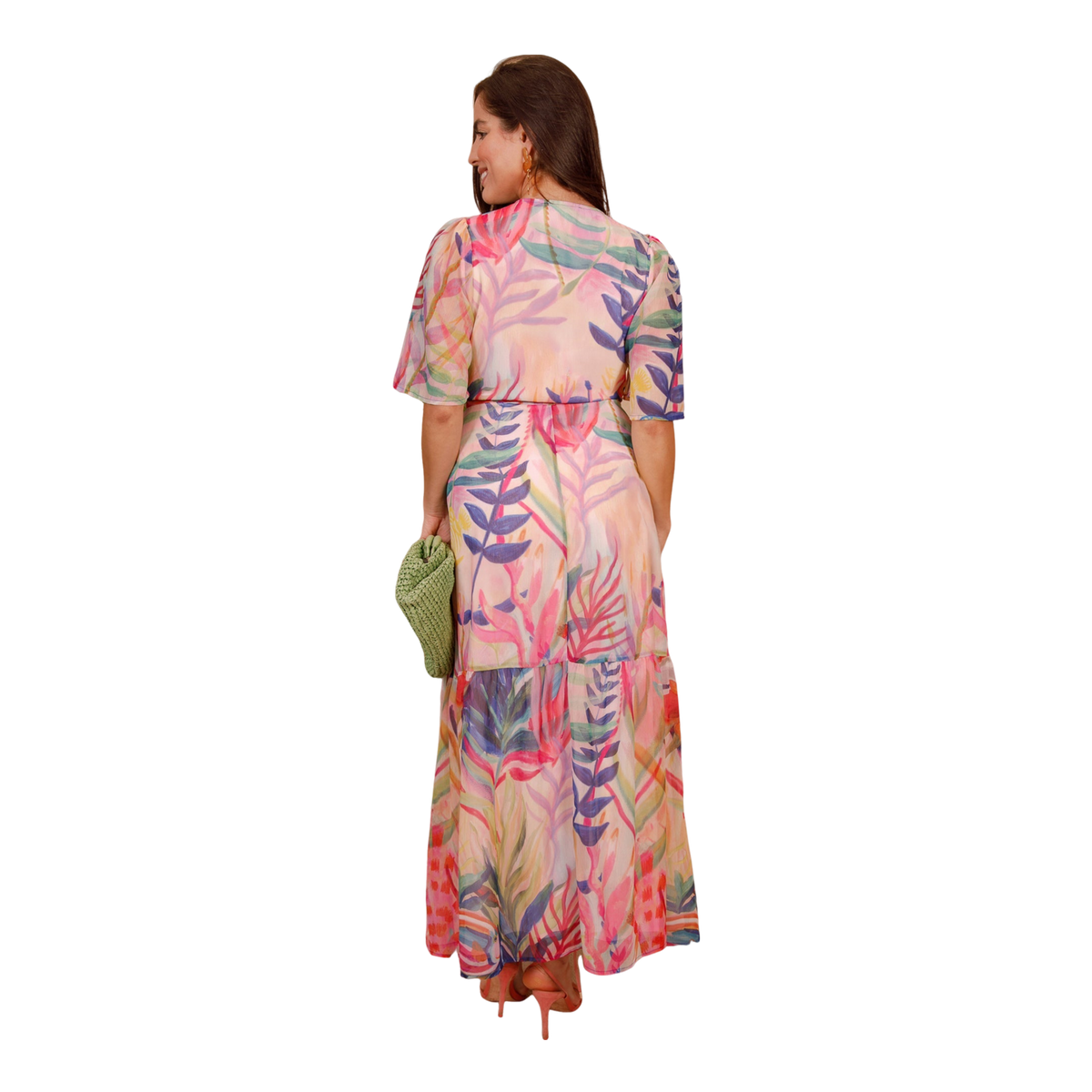 Hope & Ivy Leah Flutter Sleeve Maxi Wrap Dress | Coes